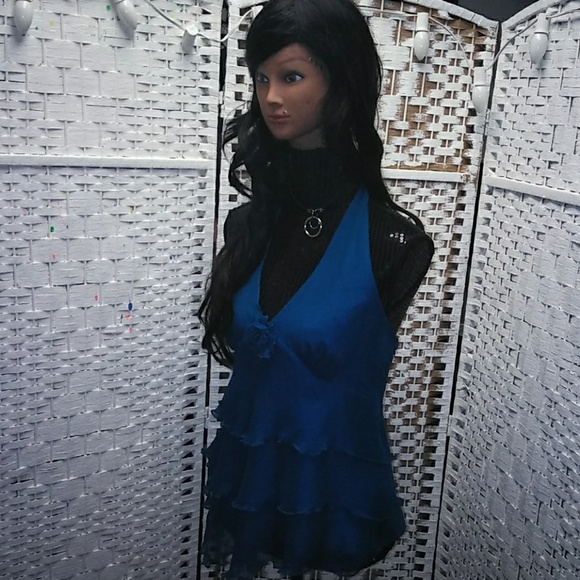 Spenser Jeremy | Tops | Spenser Jeremy Blue Silk Chiffon Tank | Poshmark